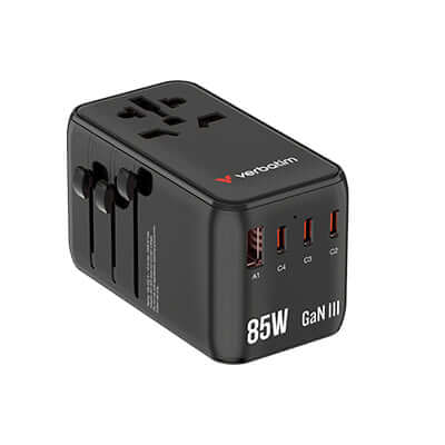 Verbatim Charge ‘n’ Travel Adapter 5 Port 85W Retractable Cable (CNT-02 ...